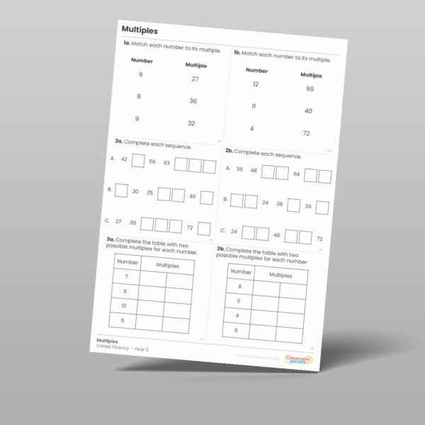 Year 5 Multiples Varied Fluency 2 Resource | Classroom Secrets