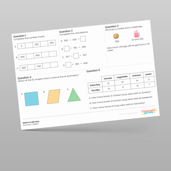 Year 3 Summer 1 Week 1 Maths In Minutes Resource | Classroom Secrets