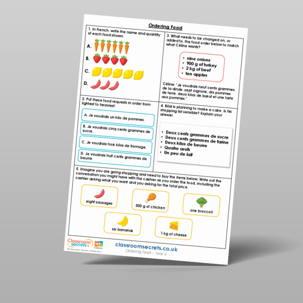 Year 6 Ordering Food Main Activity Resource | Classroom Secrets