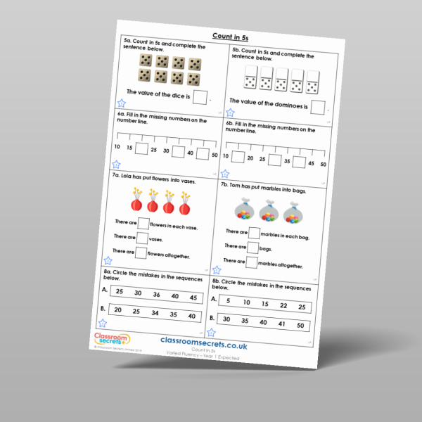 Year 1 Count In 5s Varied Fluency Resource | Classroom Secrets
