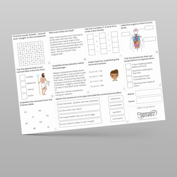 Year 4 Early Morning Work Spring Week 9 Resource | Classroom Secrets