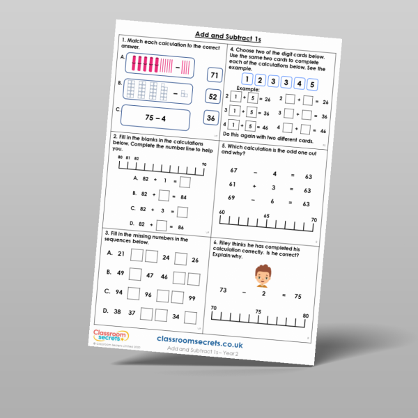 Year 2 Add And Subtract 1s Mixed Activity Resource | Classroom Secrets