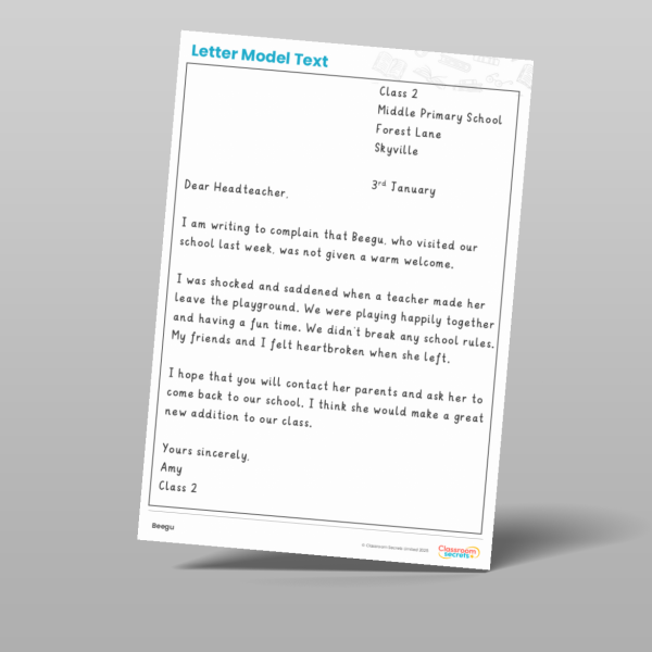 Ks1 Beegu Writing Unit Model Text And Writing Frame Resource ...