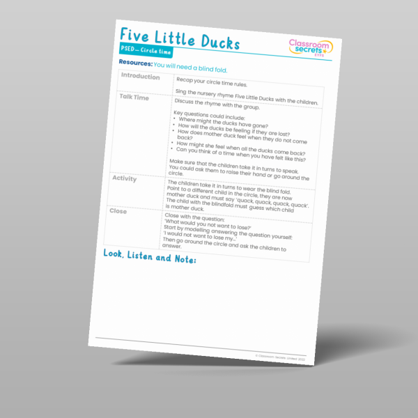 Eyfs Five Little Ducks Circle Time Resource | Classroom Secrets