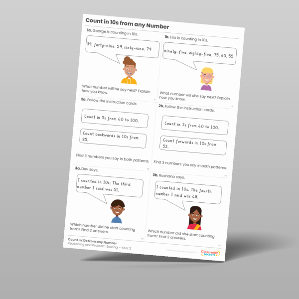 Year 2 Count In 10s From Any Number Reasoning And Problem Solving Resource | Classroom Secrets