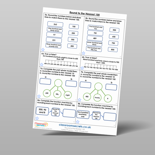 Year 4 Round To The Nearest 100 Varied Fluency Resource | Classroom Secrets