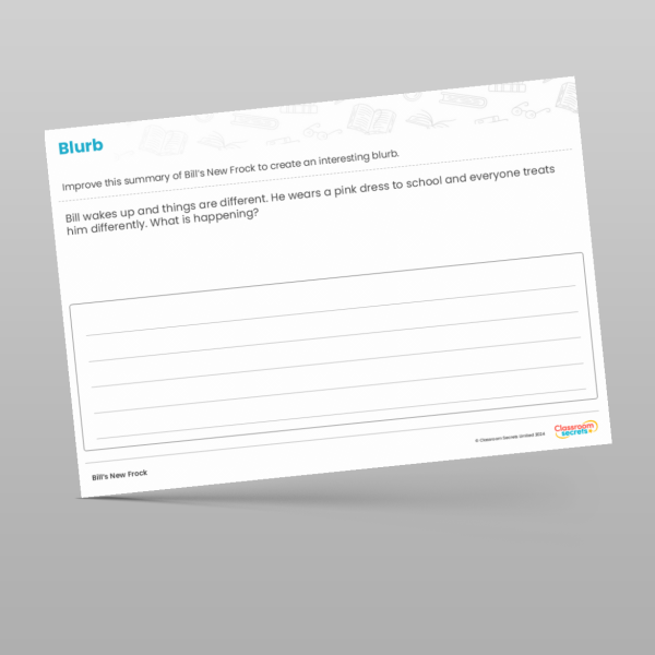 Year 3 Bill S New Frock Writing Unit Blurb And Book Review Resource ...