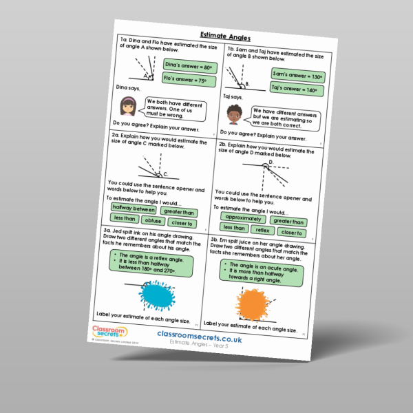 Year 5 Estimate Angles Reasoning And Problem Solving Resource Classroom Secrets