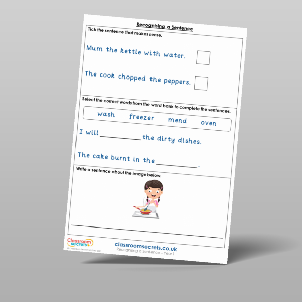 Year 1 Recognising A Sentence Mixed Activity Resource | Classroom Secrets