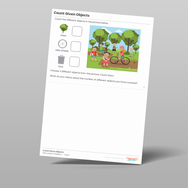 Year 1 Count Given Objects Discussion Problem Resource Classroom Secrets