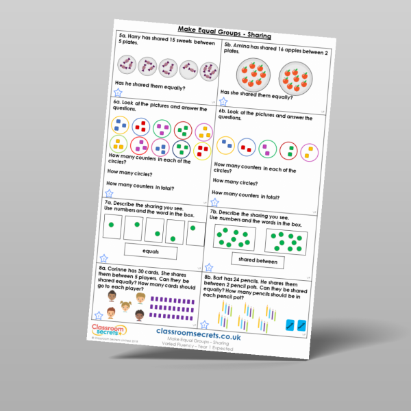 Year 1 Make Equal Groups Sharing Varied Fluency Resource | Classroom ...
