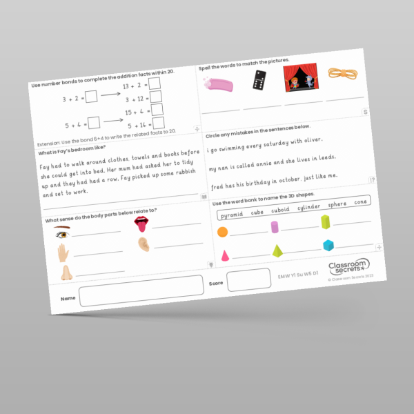 Year 1 Early Morning Work Summer Week 5 Resource | Classroom Secrets