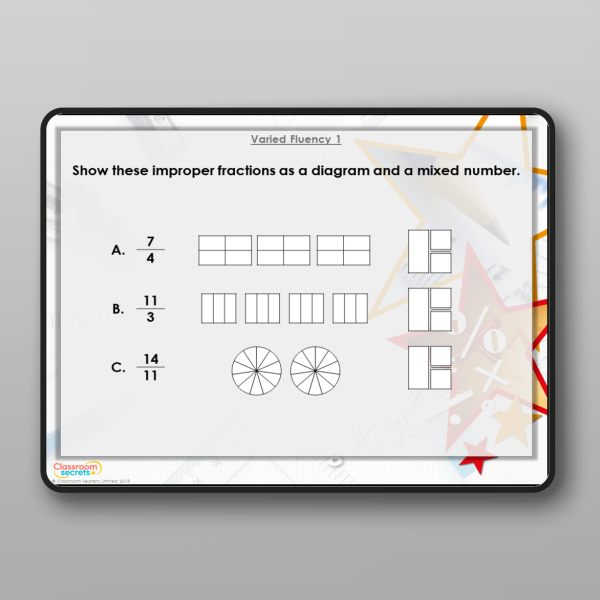 Year 5 Convert Improper Fractions To Mixed Numbers Modelling Ppt ...