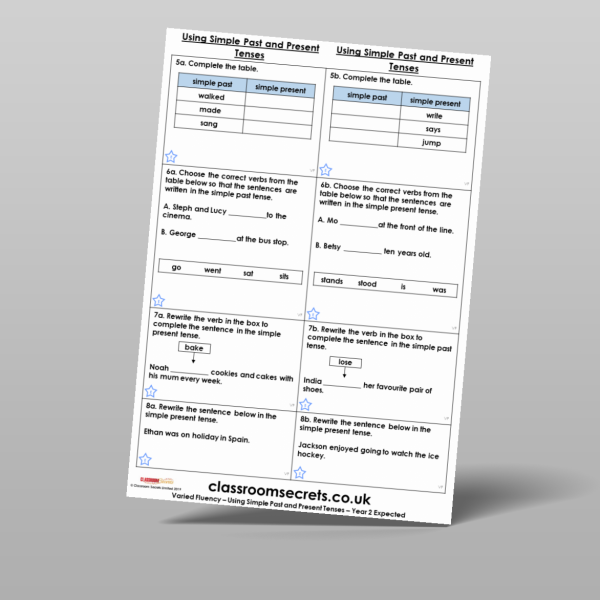 Year 2 Simple Past And Present Tenses Varied Fluency Resource ...