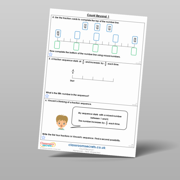 Year 4 Count Beyond 1 Homework Resource | Classroom Secrets