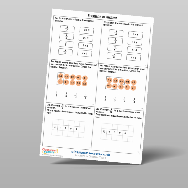 Year 6 Fractions As Division Varied Fluency 2 Resource | Classroom Secrets
