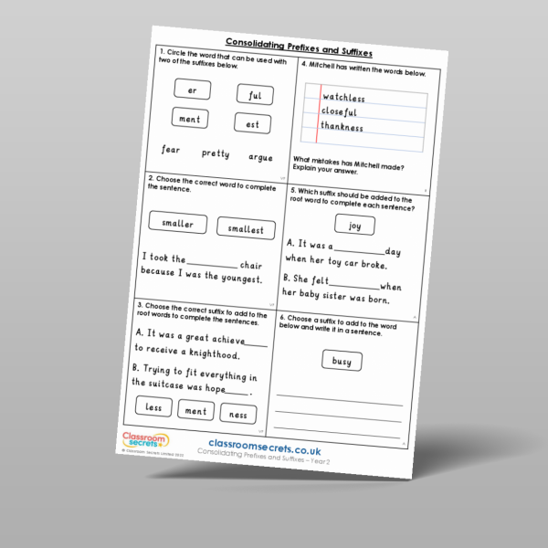 Year 2 Consolidating Prefixes And Suffixes Mixed Activity Resource ...