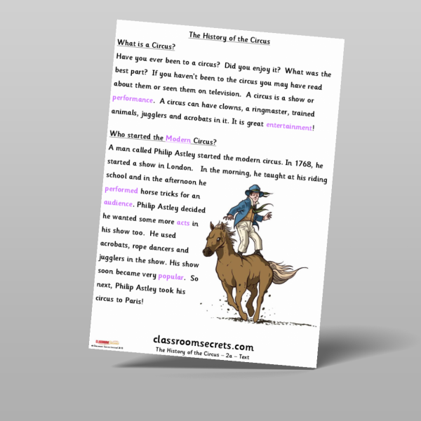 Year 2 3 4 History Of The Circus White Silver Guided Reading Pack ...
