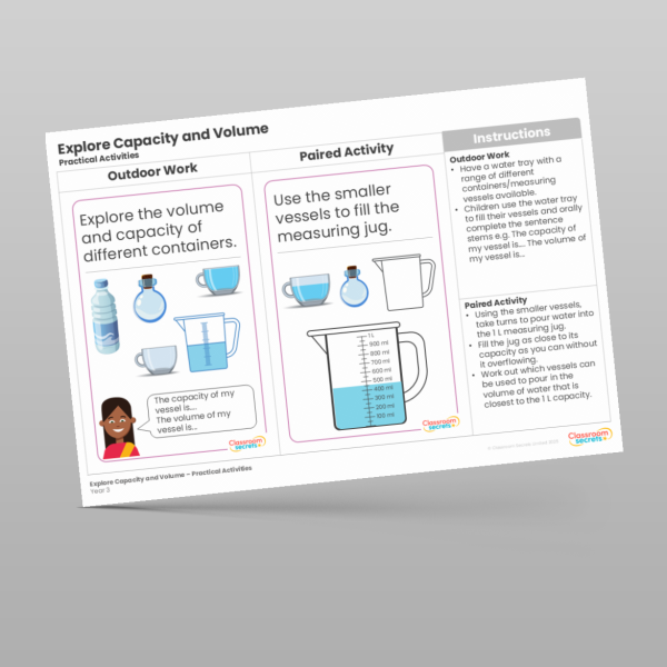 Year 3 Explore Capacity And Volume Practical Practical Activity ...