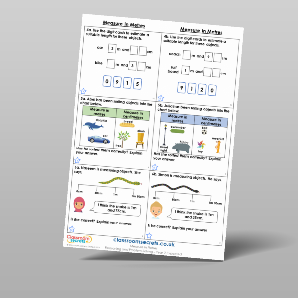Year 2 Measure In Metres Reasoning And Problem Solving Resource Classroom Secrets