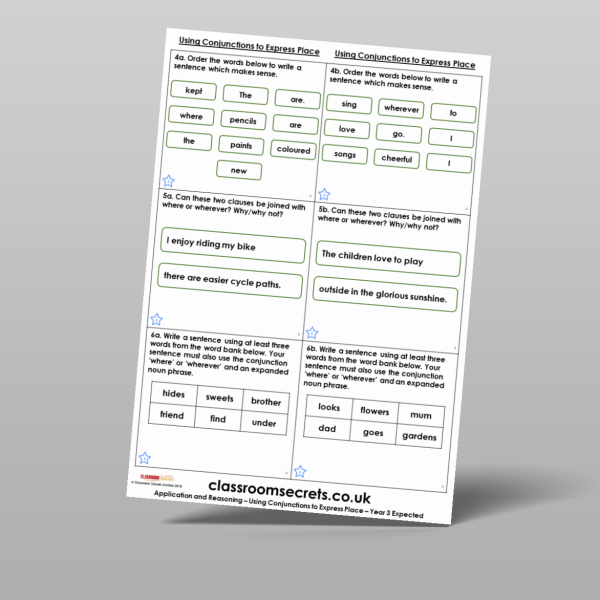 Year 3 Using Conjunctions To Express Place Application And Reasoning ...