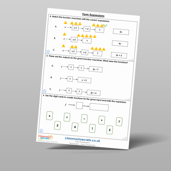 Year 6 Algebra Forming Expressions Homework Resource | Classroom Secrets