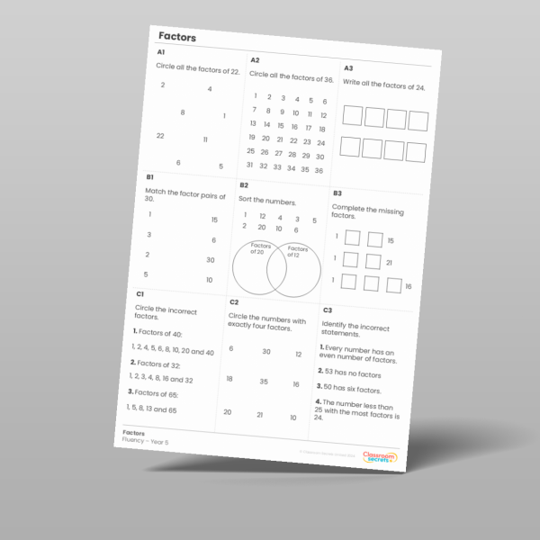 Year 5 Factors Fluency Matrix Resource | Classroom Secrets