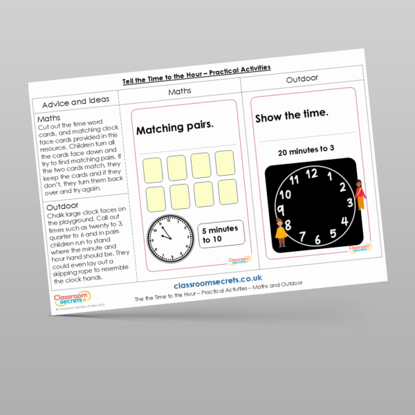 Year 2 Tell The Time To The Hour Practical Activities Resource ...