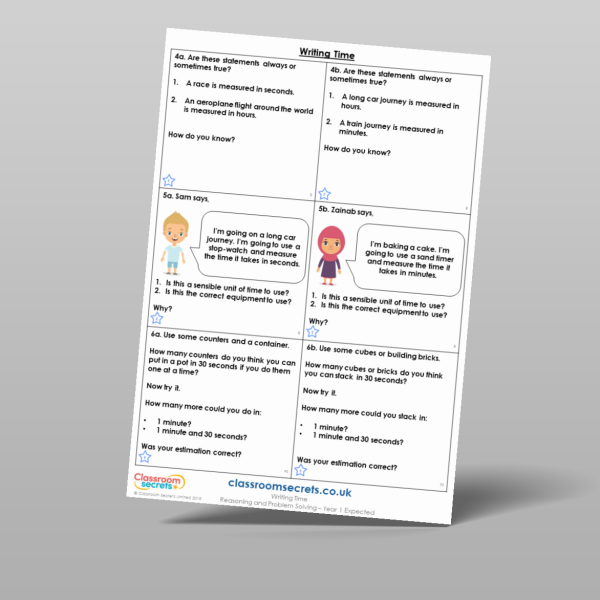 Year 1 Writing Time Reasoning And Problem Solving Resource Classroom Secrets