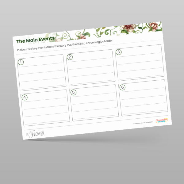 Year 3 The Flower Writing Unit The Main Events Resource | Classroom Secrets