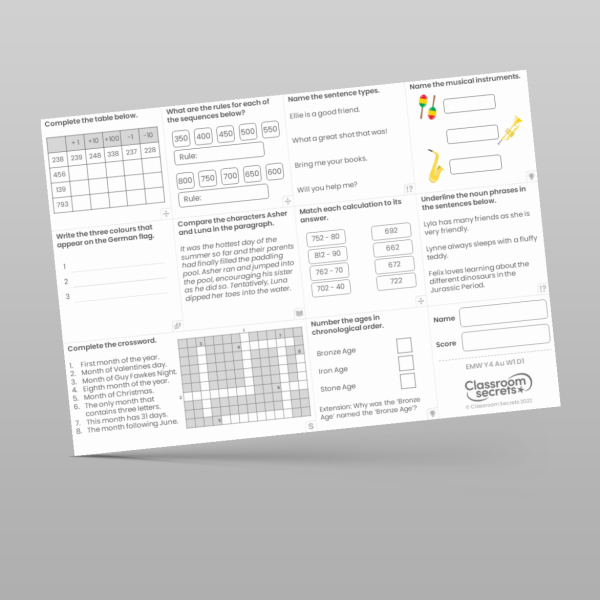 Year 4 Early Morning Work Autumn Week 1 Resource | Classroom Secrets