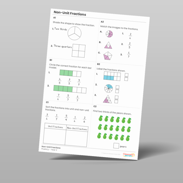 Year 2 Non Unit Fractions Fluency Matrix Resource | Classroom Secrets
