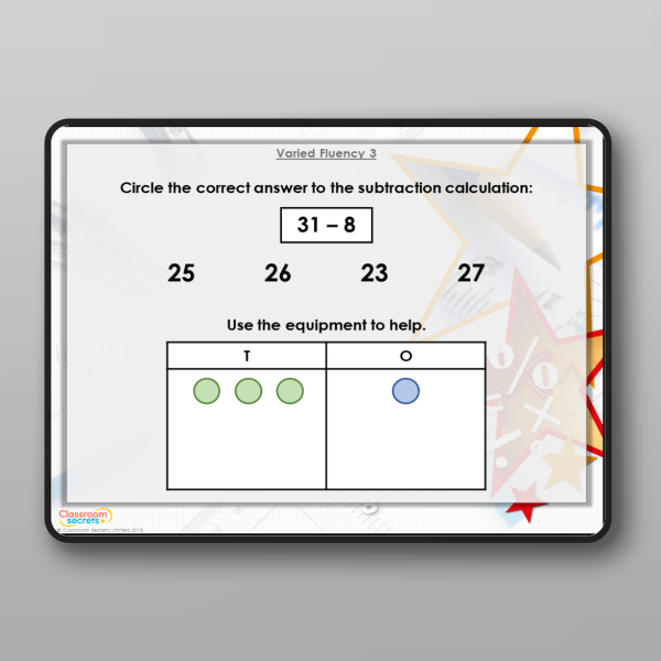 Year 2 Subtract A 1 Digit Number From A 2 Digit Number Across A 10 Modelling Ppt Resource ...