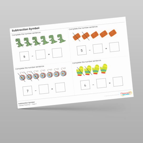 Year 1 Subtraction Symbol Varied Fluency Resource | Classroom Secrets
