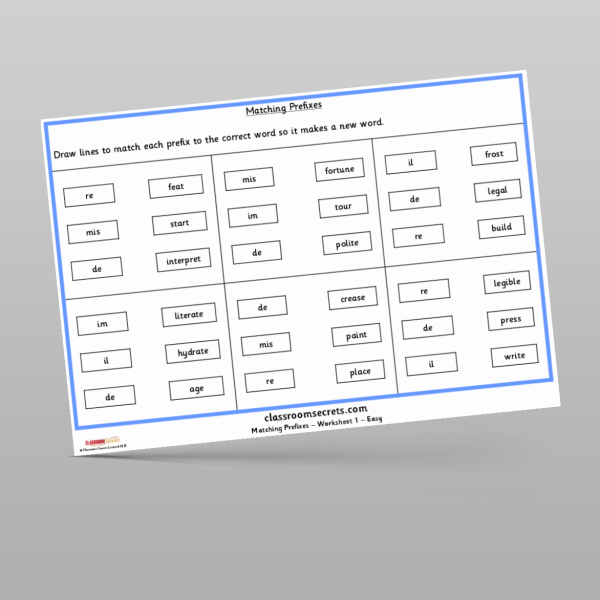 KS2 Matching Prefixes Test Practice Resource | Classroom Secrets