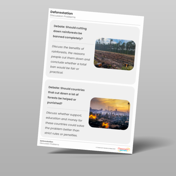 UKS2 Deforestation Geography Discussion Problems Resource | Classroom ...