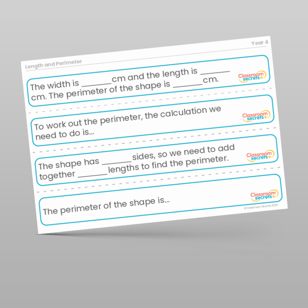 Year 4 Length And Perimeter Stem Sentences Resource | Classroom Secrets