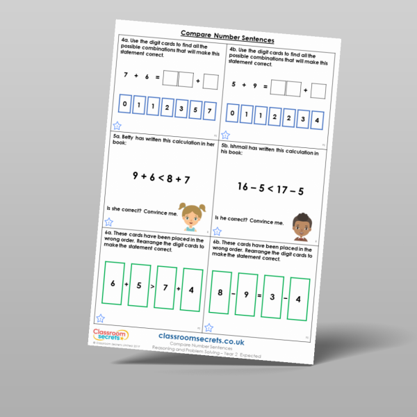Year 2 Compare Number Sentences Reasoning And Problem Solving Resource ...