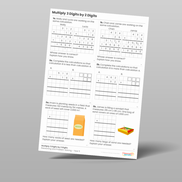 Year 5 Multiply 3 Digits By 2 Digits Reasoning And Problem Solving ...