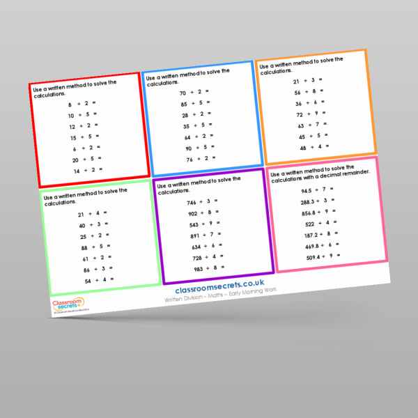 KS1 And Ks2 Written Division Early Morning Work Resource | Classroom ...