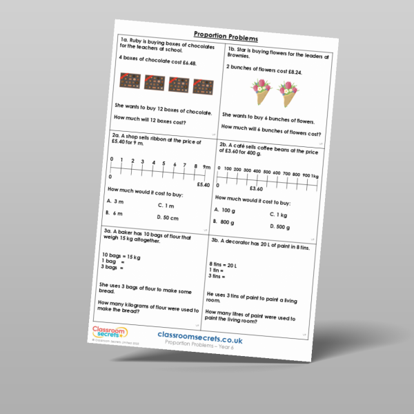 Year 6 Proportion Problems Varied Fluency Resource | Classroom Secrets
