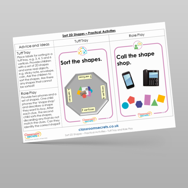 Year 2 Sort 2d Shapes Practical Activities Resource Classroom Secrets