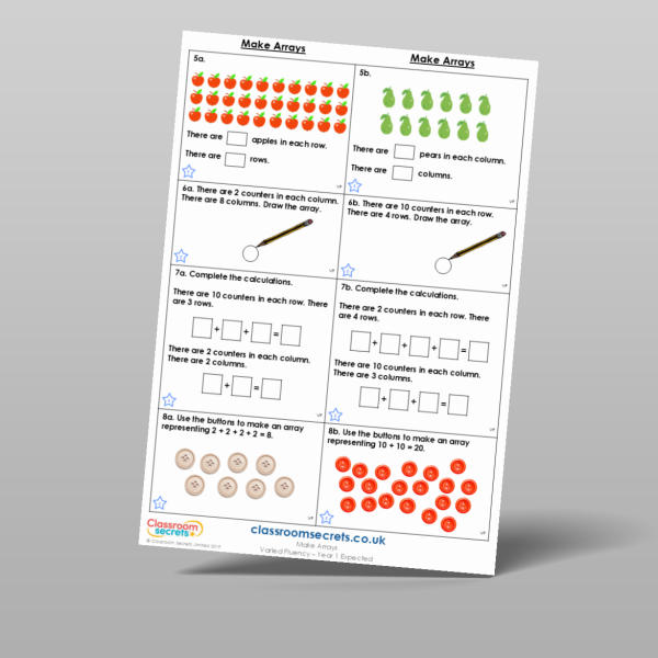 Year 1 Make Arrays Varied Fluency 2 Resource | Classroom Secrets