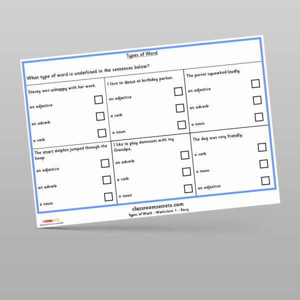 KS1 Types Of Word Test Practice Resource | Classroom Secrets
