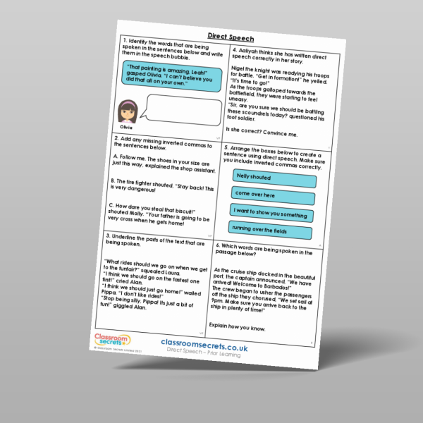 Year 4 Direct Speech Prior Learning Resource | Classroom Secrets