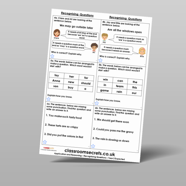 Year 2 Recognising Questions Application And Reasoning Resource Classroom Secrets