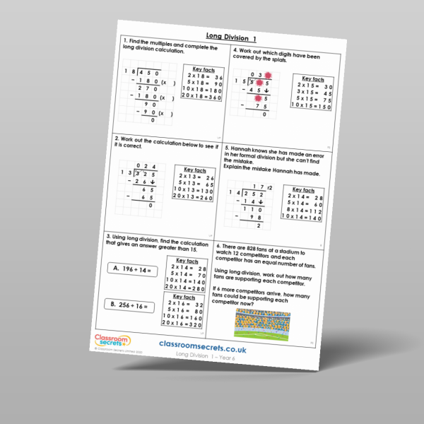 Year 6 Long Division 1 Mixed Activity Resource | Classroom Secrets