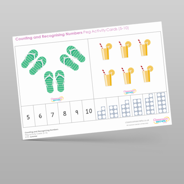 EYFS Mathematics Counting and Recognising Numbers Peg Activity Cards (5 ...