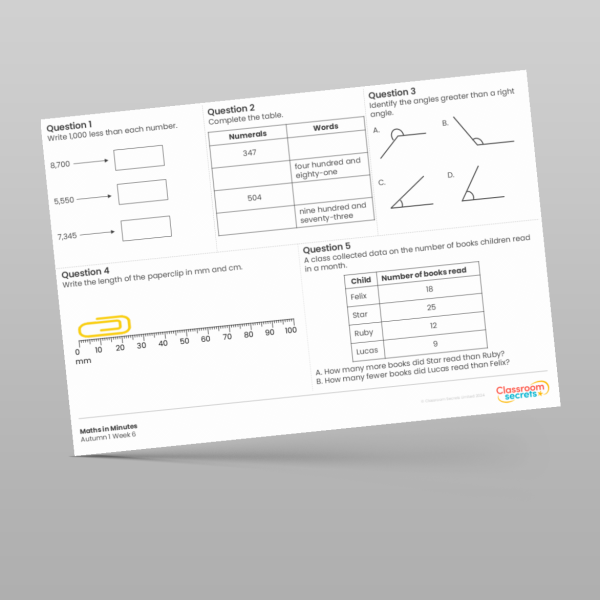 Year 4 Autumn Week 6 Maths In Minutes Resource | Classroom Secrets