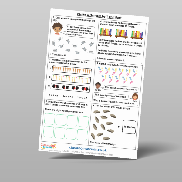Year 4 Divide A Number By 1 And Itself Prior Learning Resource ...